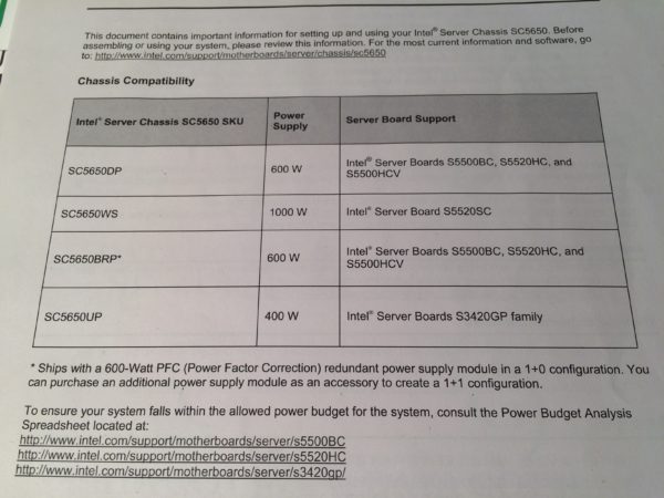Intel Server Chasis SC5650WS